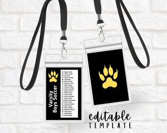 EDITABLE Team Roster Card TEMPLATE 4 W/two Columns, Color Block You ...