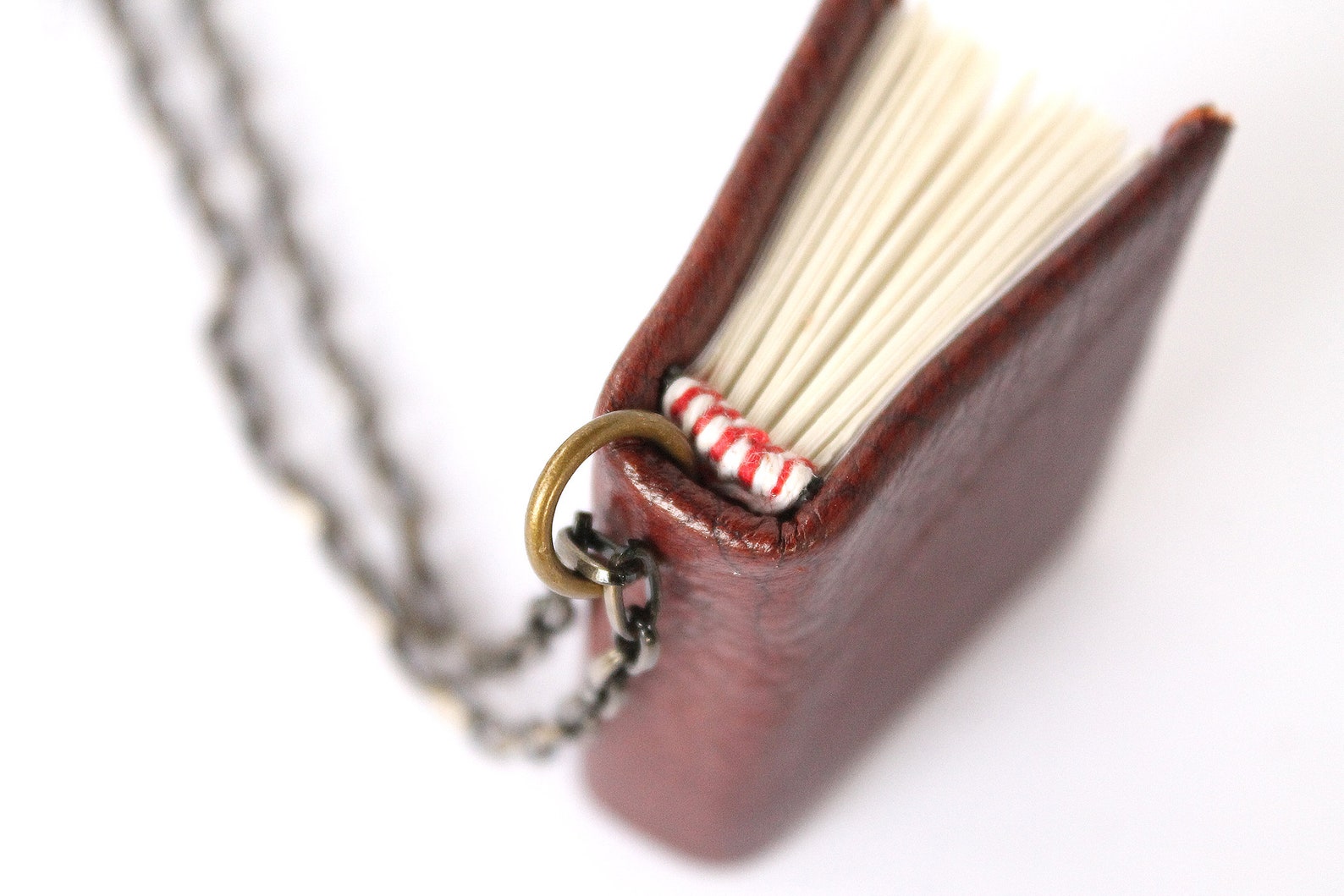 A Worn Volume - Mini Book Chain Necklace in Brown, Red, and Yellow ...