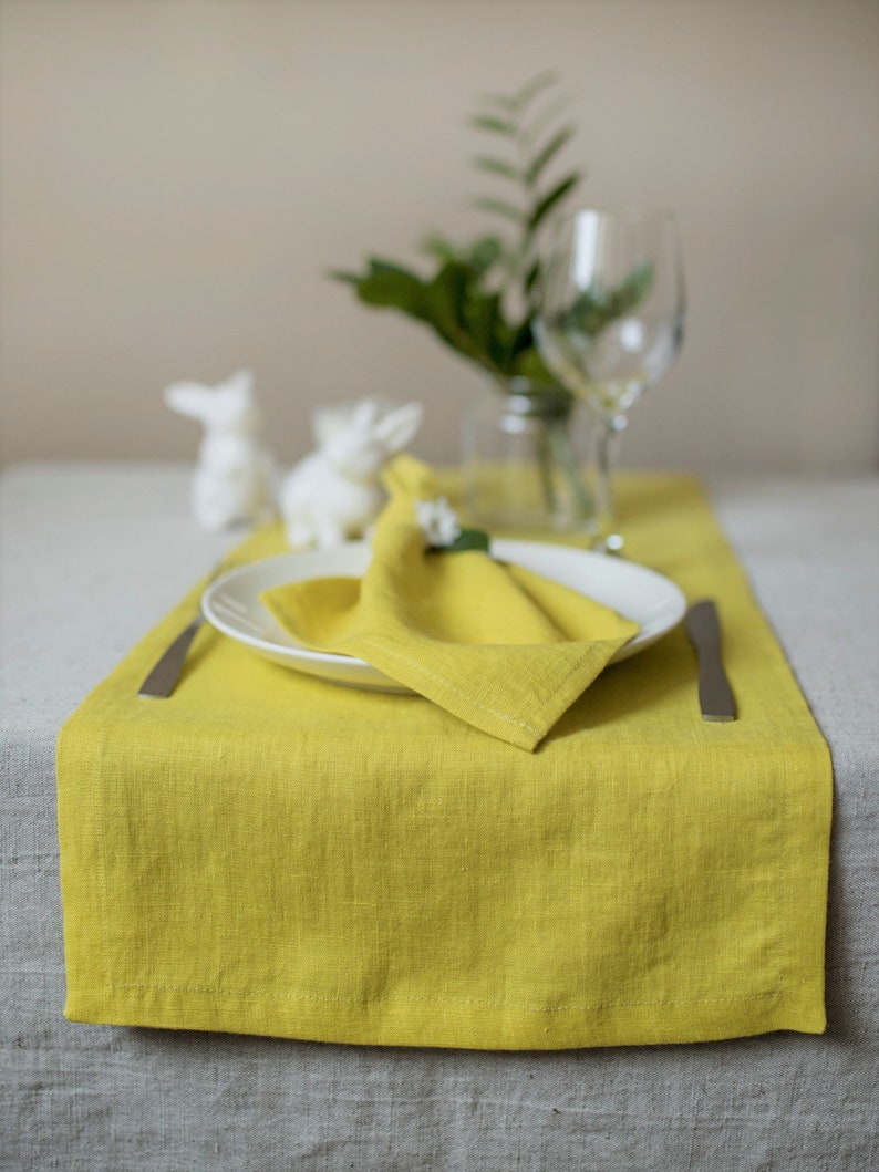 Chartreuse Linen Table Runner Table Runner Wedding Linen - Etsy