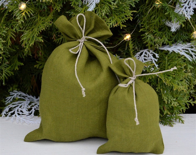 Small Linen Bags Set of 10, Wedding Favor Bags, Baptism Favor Bags ...