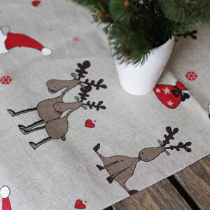 Tablecloths Christmas Ornament. Linen Tablecloth Santa Claus and Deer ...