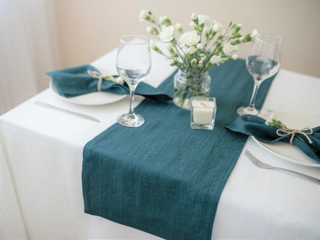 Emerald Green Linen Table Runner. Green Table Runner Wedding. Emerald ...
