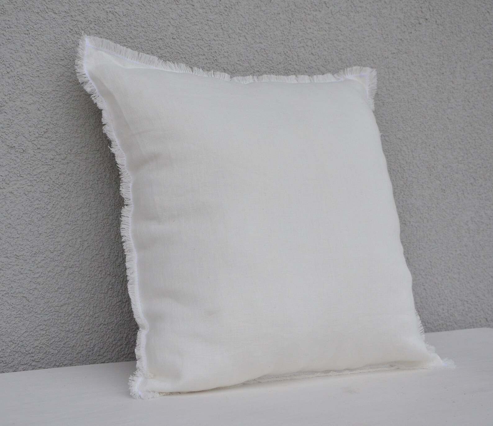 Throw Linen Pillow Cover With Fringes. Decorative Fringed Bed - Etsy