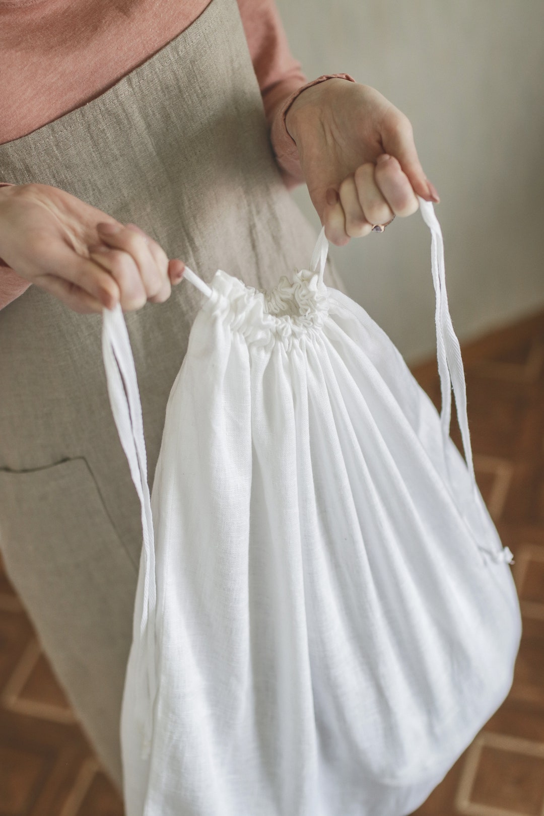 Large Linen Laundry Bag, Natural Storage Bag, Wash Bag, Clothing Bag ...