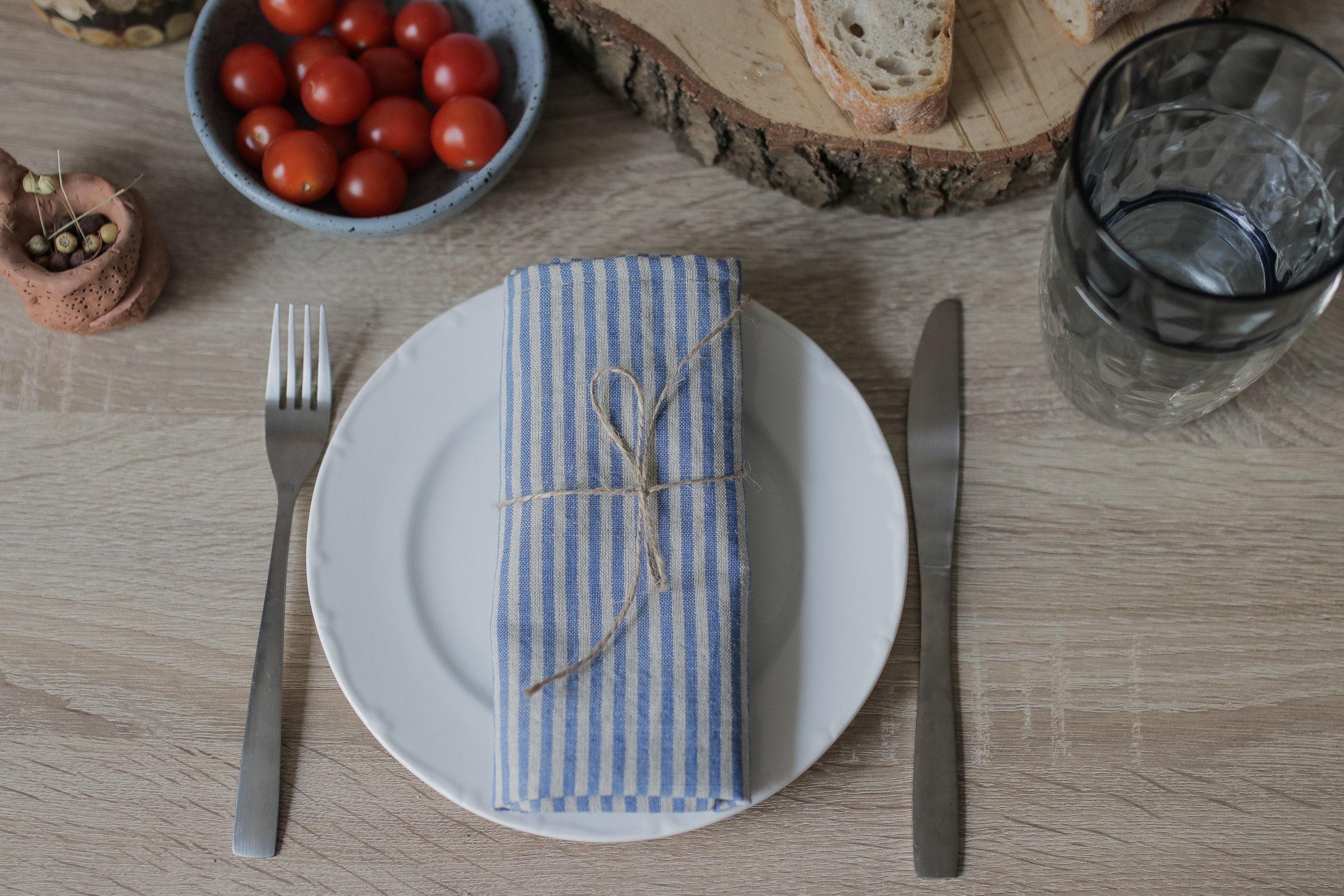 Striped Red Linen Cotton Cloth Napkins, Striped Red Wedding Napkin ...