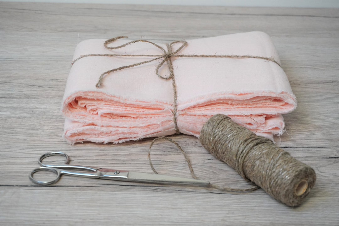 Blush Pink Linen Fabric Remnants for DIY Crafts, Linen Scraps Bundle ...