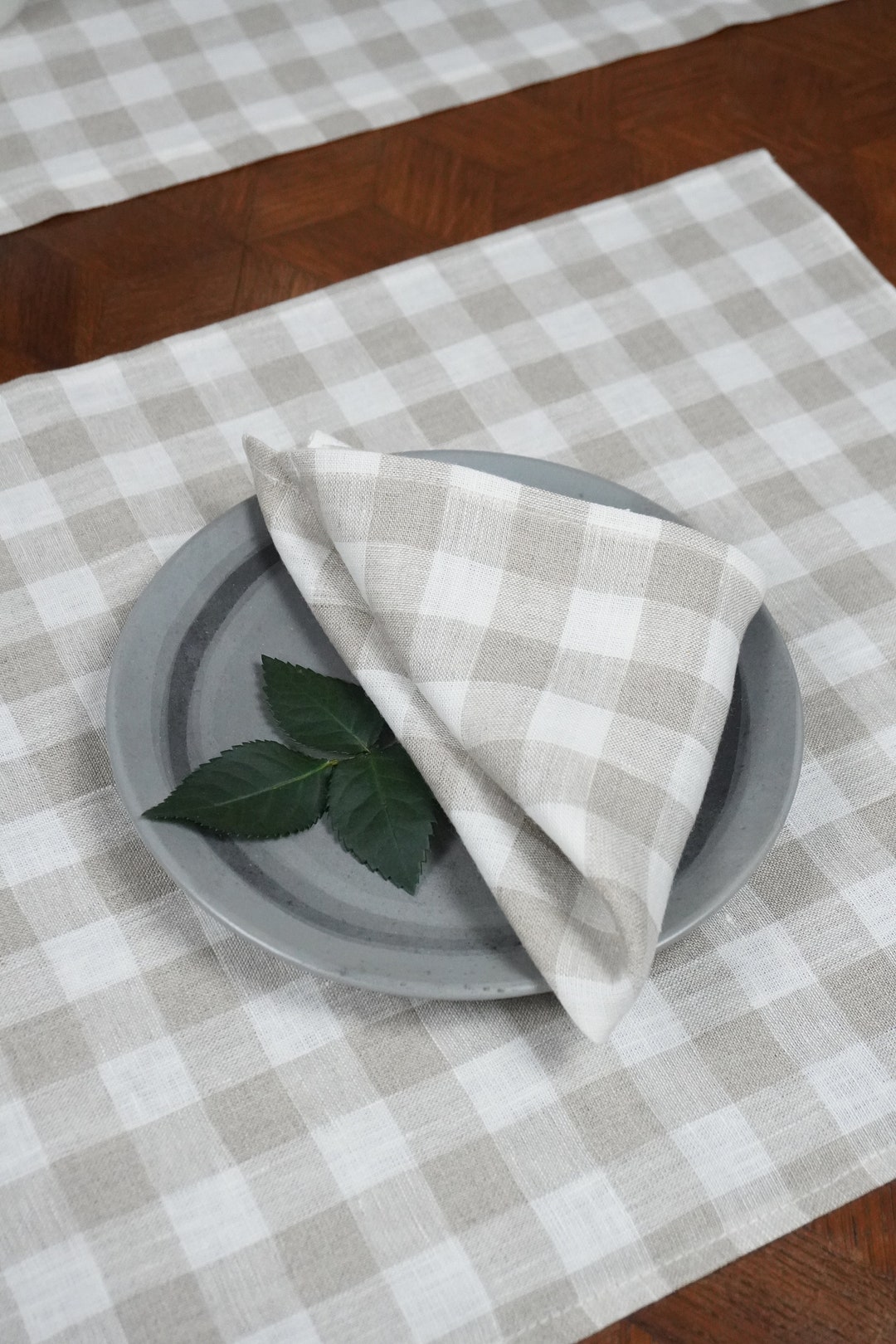 Linen Napkins in Natural Gingham. Soft, Washed Linen Napkins. Reusable ...