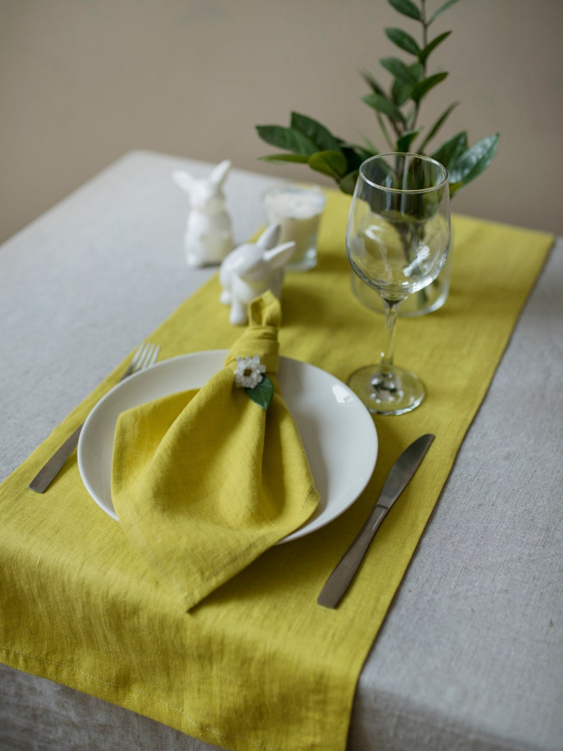 Chartreuse Linen Table Runner Table Runner Wedding Linen - Etsy