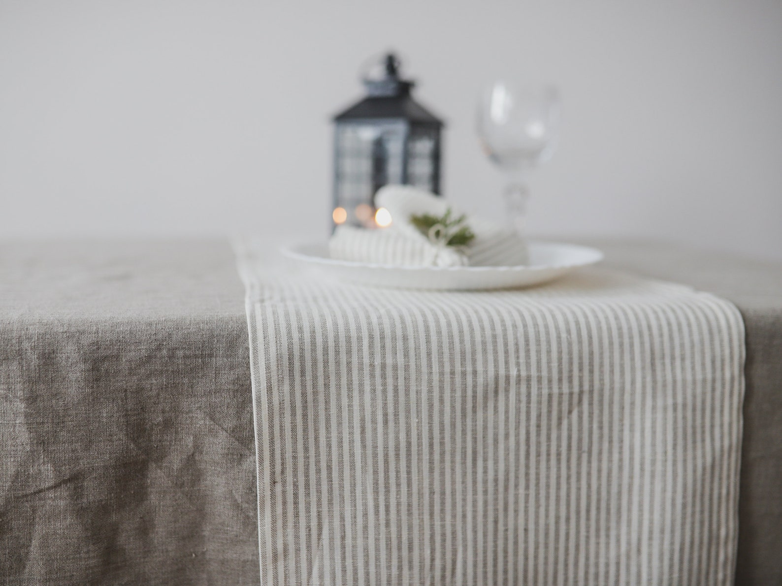 Gray Linen Table Runner Linen Table Cloth Table Runner | Etsy