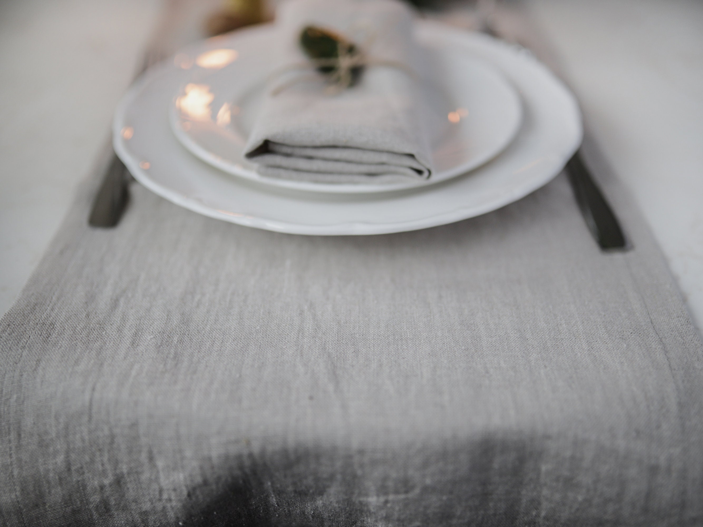 Gray Linen Table Runner, Linen Table Cloth, Table Runner Wedding ...