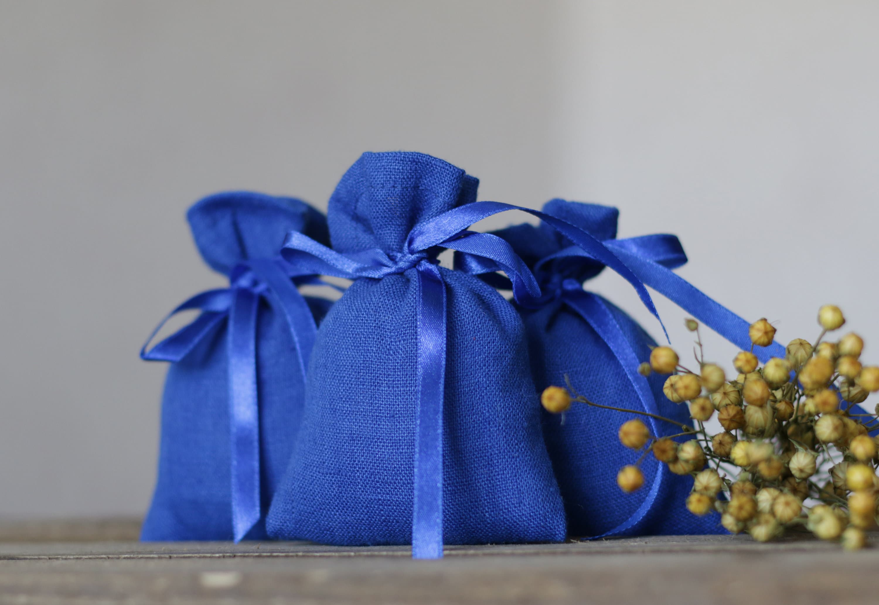 Set 10 Royal Blue Linen Bags, Wedding Favor Gift Bags, Bridesmaid Bags ...