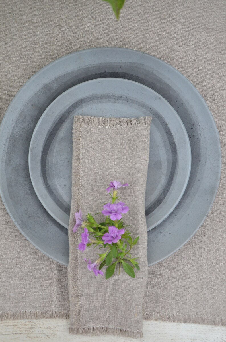 Fringed Linen Cloth Napkins and Placemats, Softened Frayed Linen ...