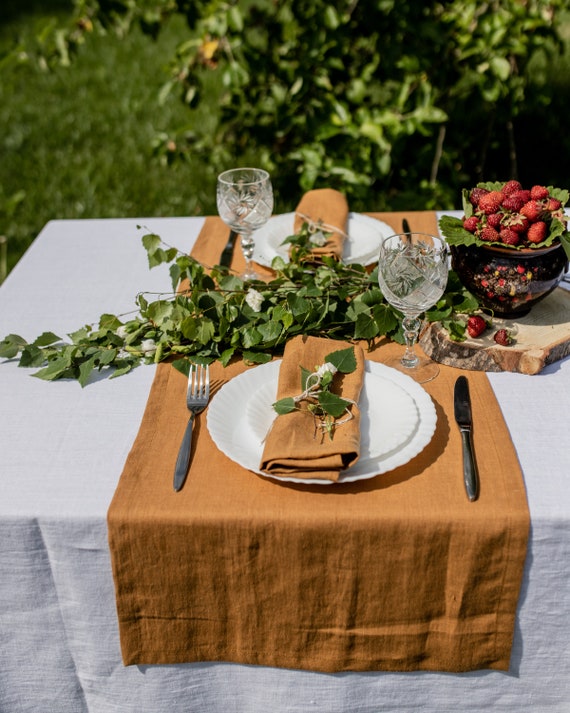 Mustard Linen Table Runner Fall Weding Table Runner Linen - Etsy