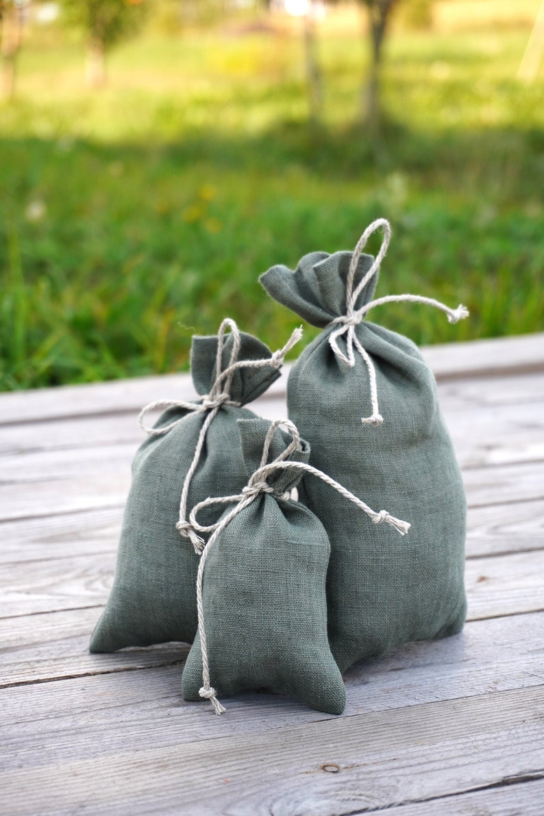 Set 10 Linen Fabric Gift Bags, Christmas Gift Pouch, Fabric Wedding ...