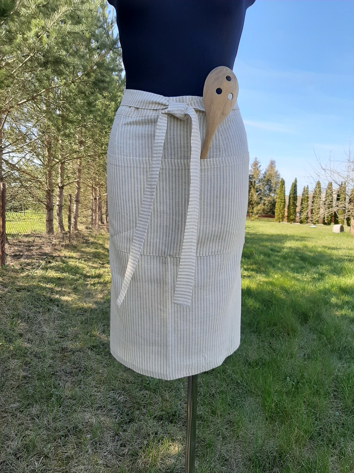 Cooking Linen Apron Half Apron Soft Linen Apron Linen Cafe | Etsy