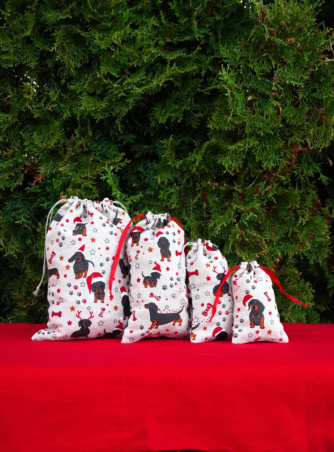 Christmas Gift Bag for Dog Lovers. Christmas Gift Wrap With Santa ...