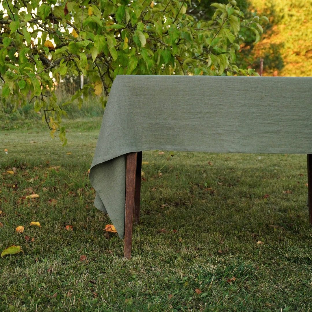 Sage Green Linen Tablecloth. Square, Rectangular Tablecloths. Natural ...