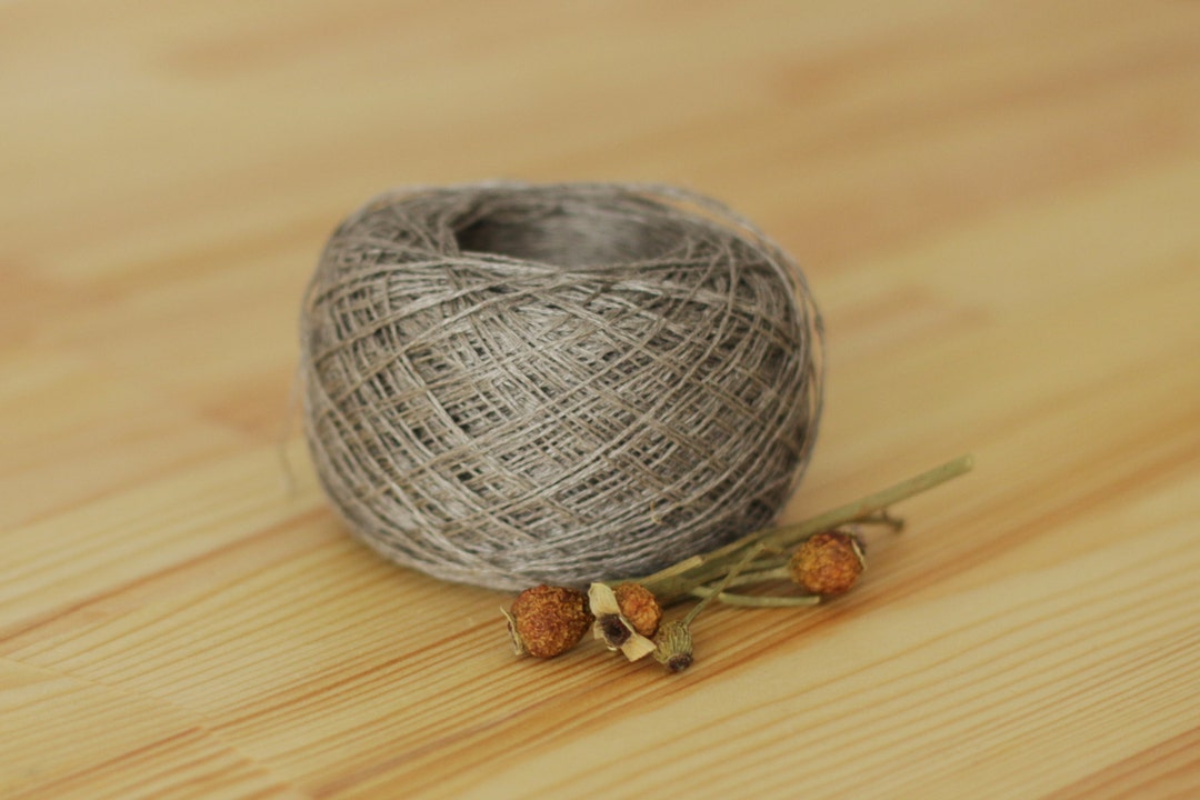 Linen Yarn Natural Grey Linen Thread 100% Pure Linen Natural Rustic ...