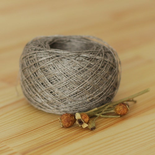 Linen Yarn Natural Grey Linen Thread 100% Pure Linen Natural - Etsy