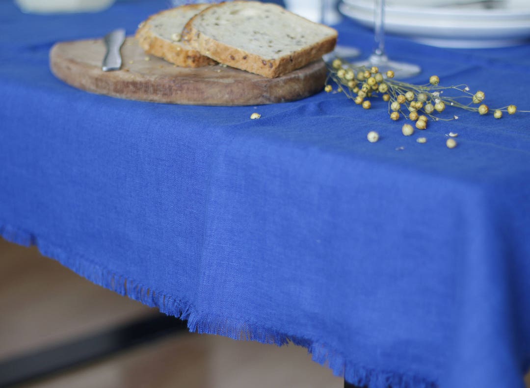 Royal Blue Linen Tablecloths. Fringed Tablecloth. Round, Square ...
