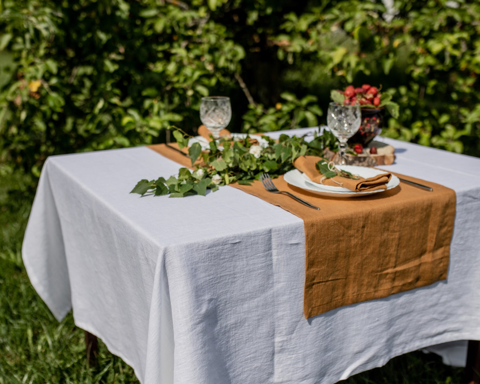 Mustard Linen Table Runner, Fall Weding Table Runner, Linen Table Cloth ...