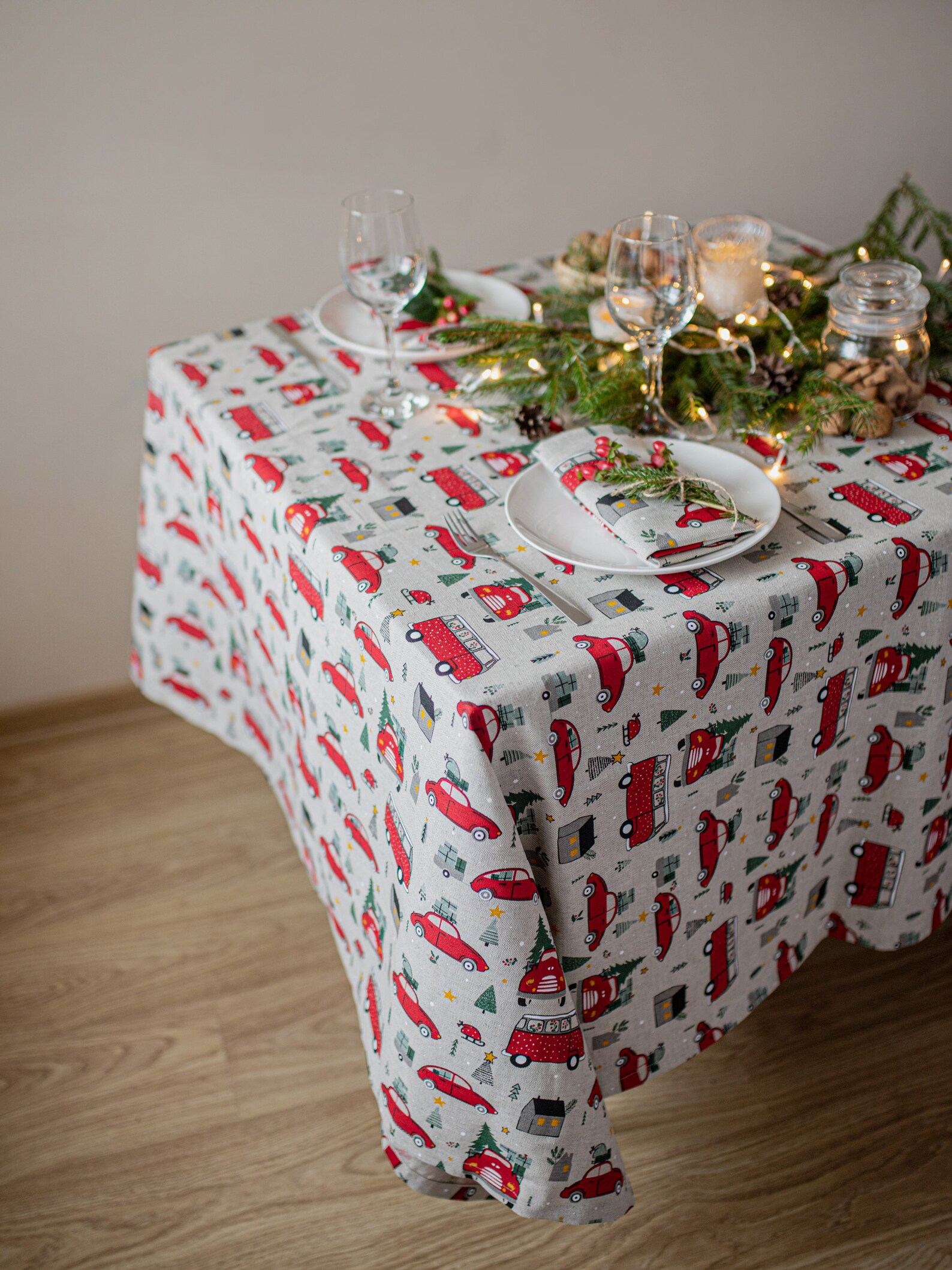 Christmas Ornament Tablecloth Christmas Linen Tablecloths - Etsy