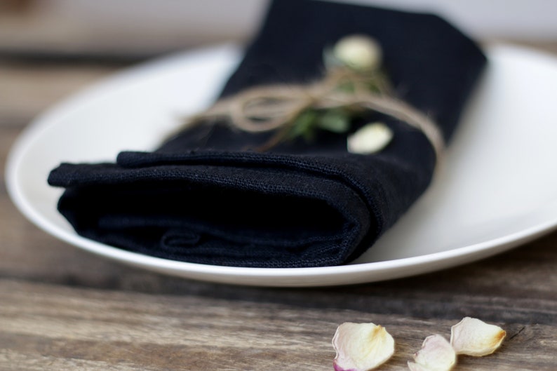 Black Linen Napkins, 12" 14" 16" 18" 20" Napkins, Kitchen Napkin ...