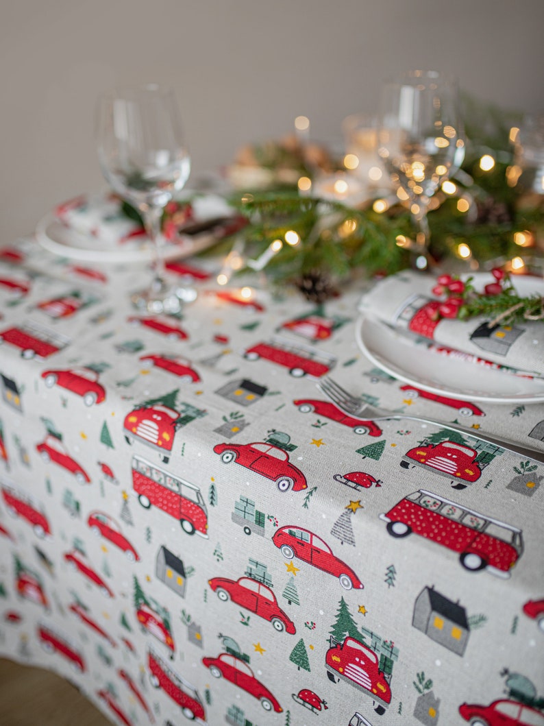 Christmas Ornament Tablecloth Christmas Linen Tablecloths - Etsy