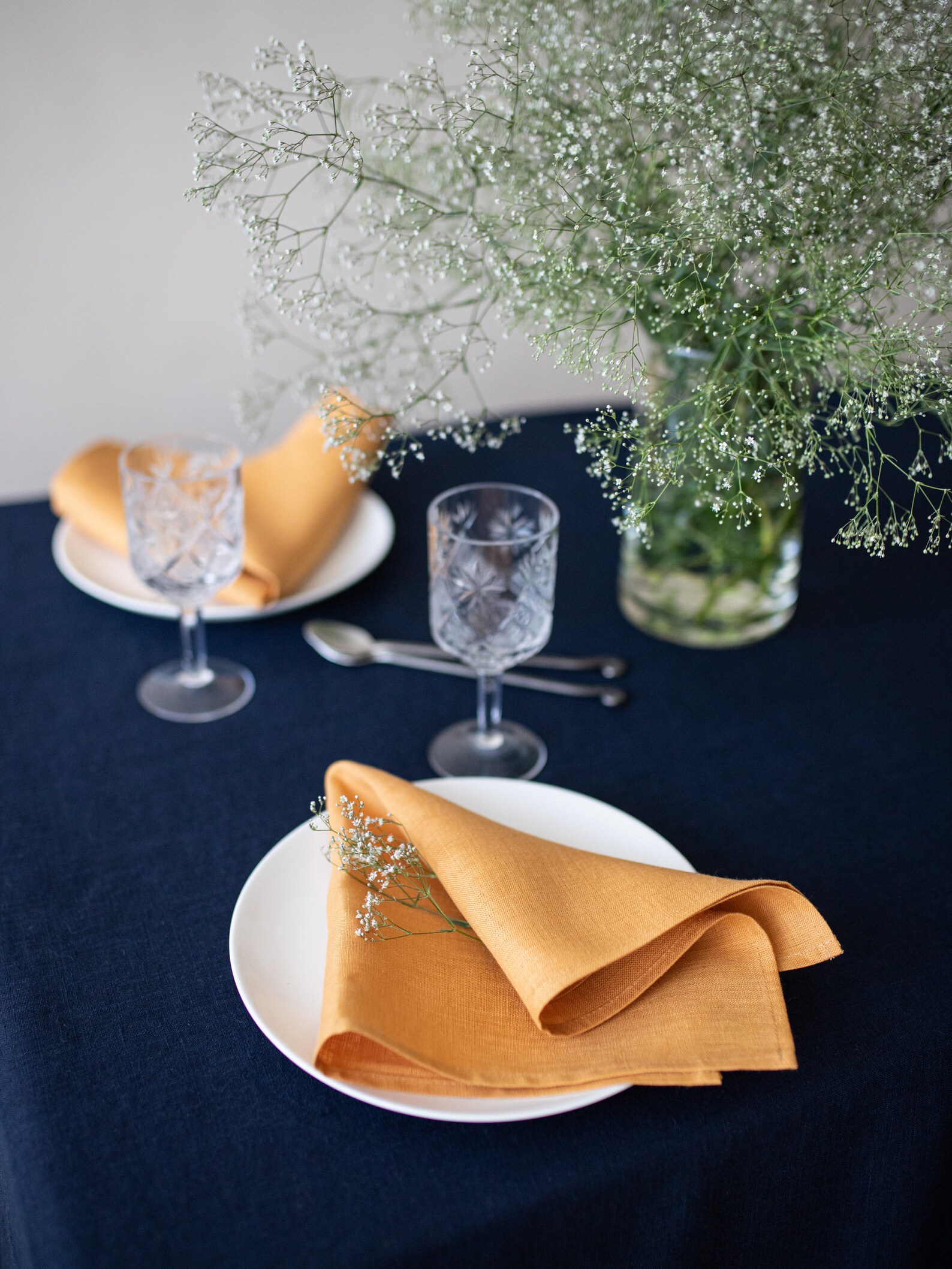 Orange Linen Napkins for Boho Table Scape. Wedding Table Cloth Napkins ...