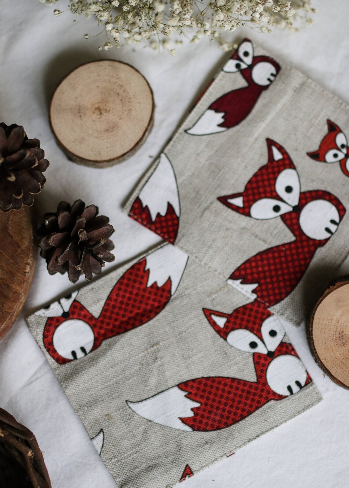 Drink Coasters, Fox Coaster, Woodland Tablecloth, Animal Linens ...