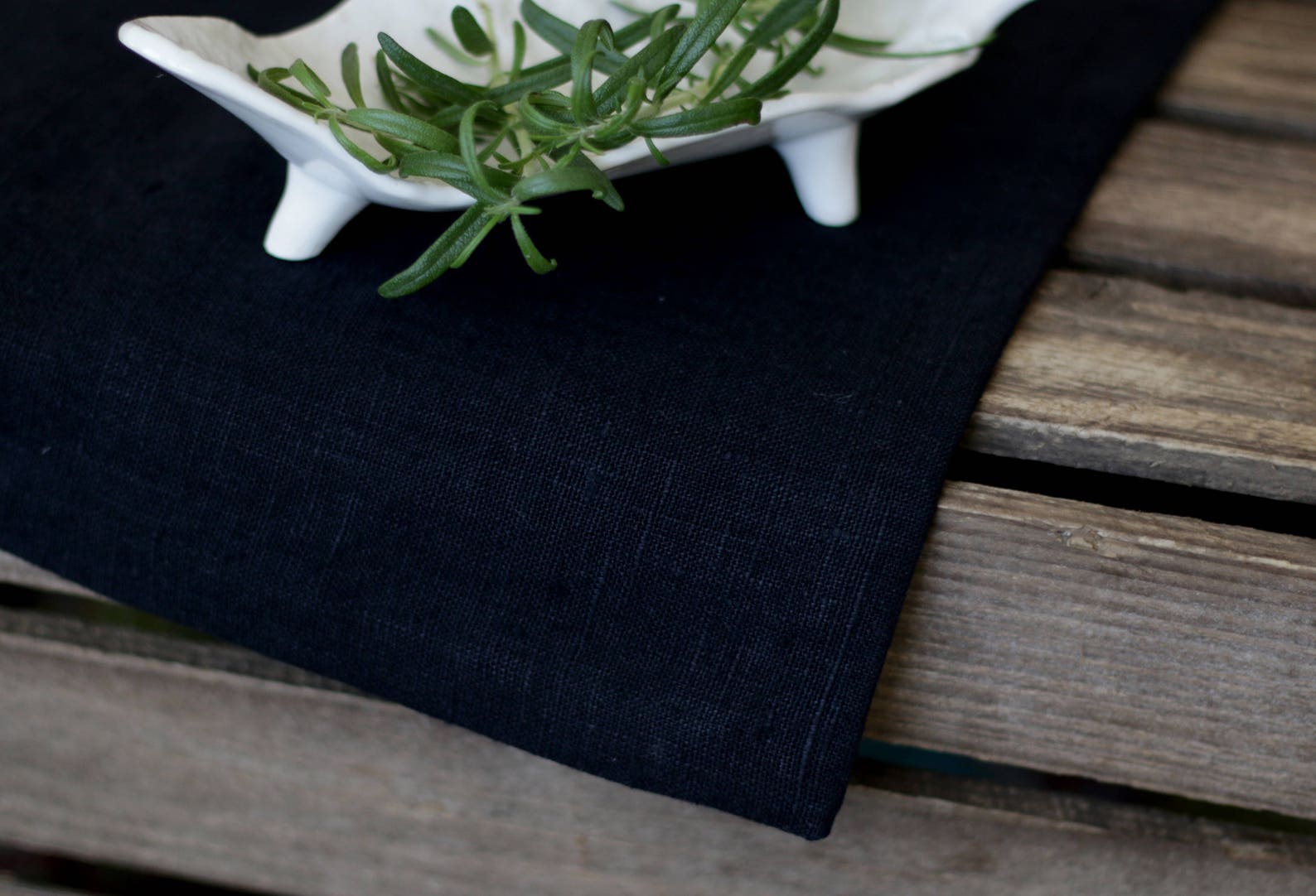 Black Linen Table Runner, Rustic Linen Runner, Linen Table Topper ...