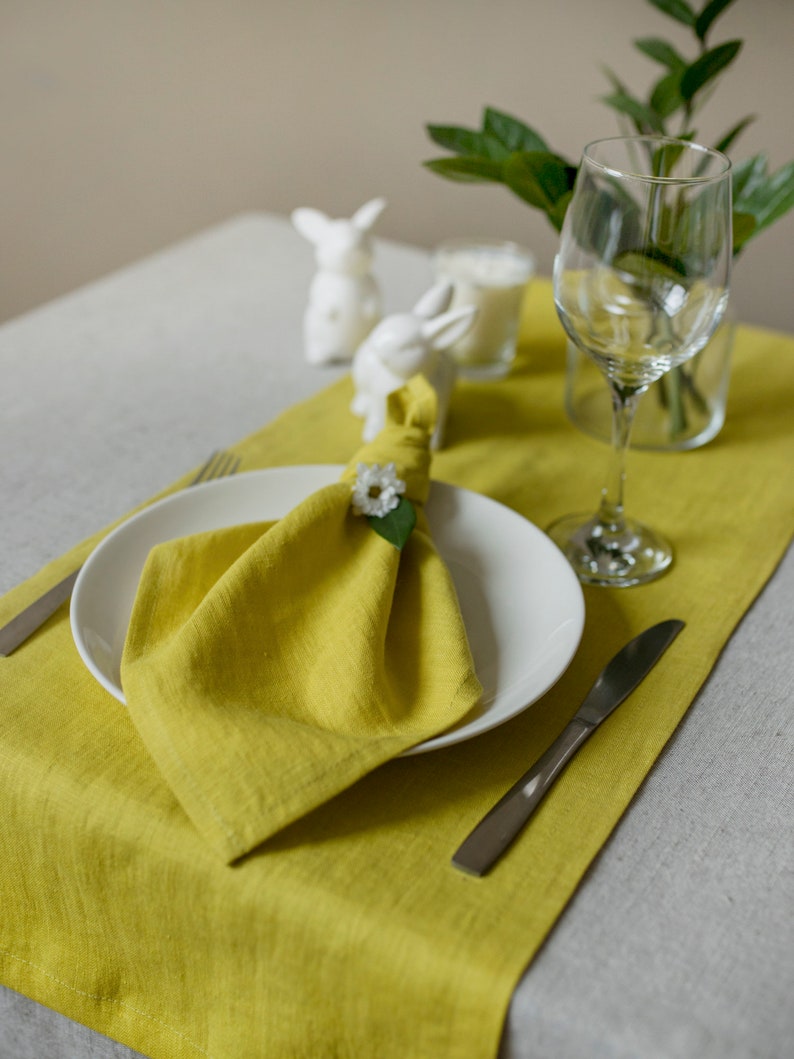 Chartreuse Linen Table Runner Table Runner Wedding Linen - Etsy