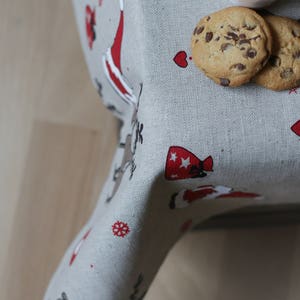 Tablecloths Christmas Ornament. Linen Tablecloth Santa Claus and Deer ...