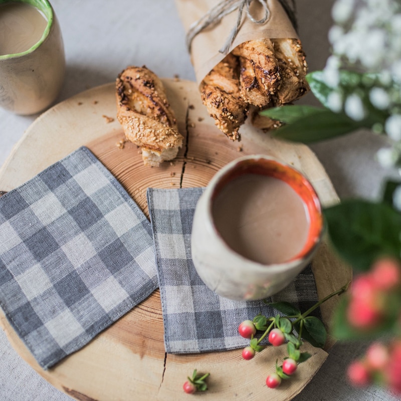 Gingham Linen Coasters - Etsy