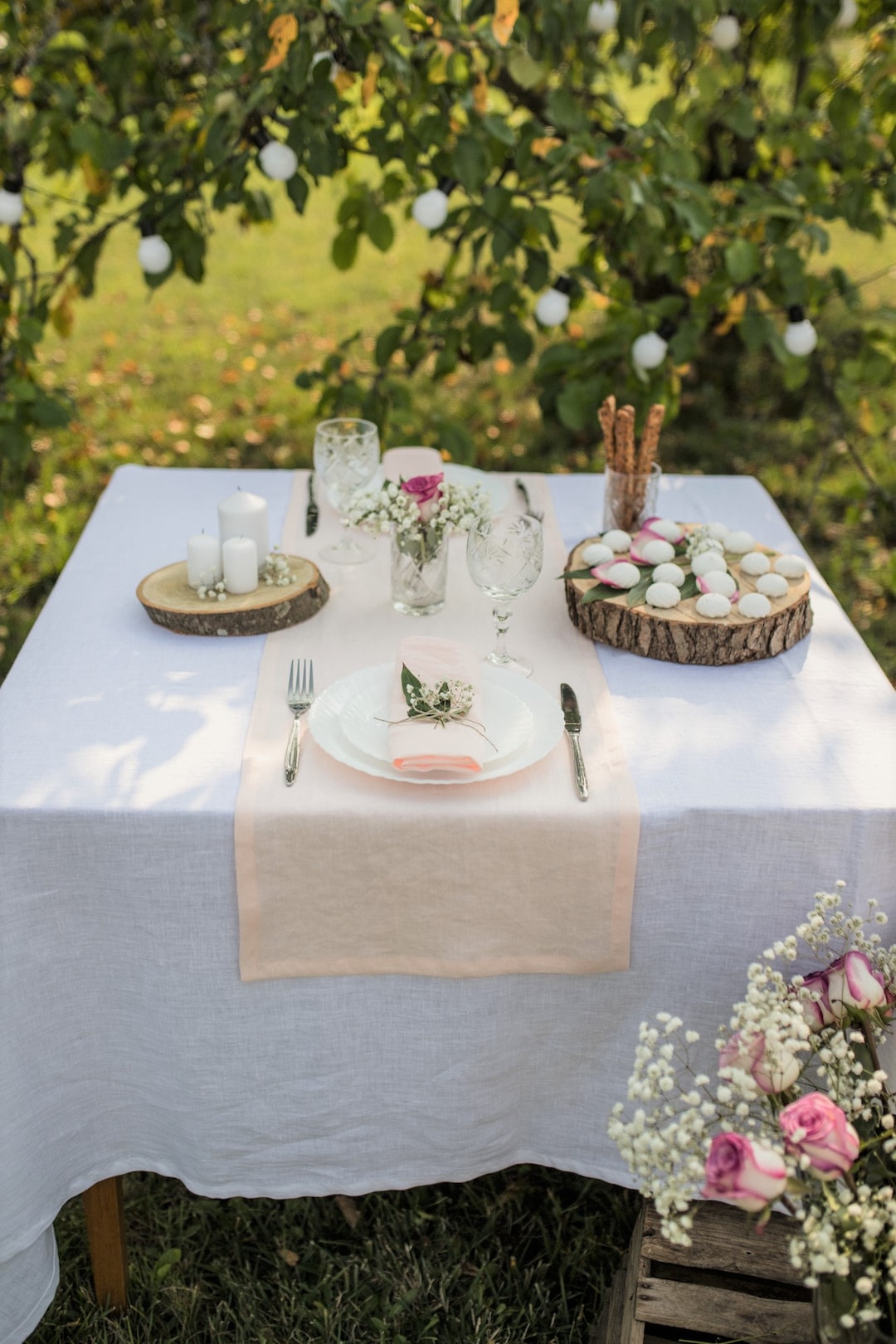 Blush Pink Table Runner, Table Runners Wedding, Linen Table Cloth ...