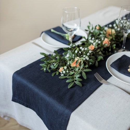 Navy Table Runners Navy Lace Runners for Wedding Navy | Etsy