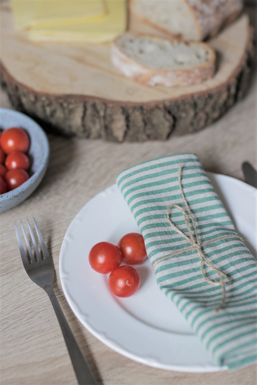 Green Striped Linen Napkin, Cloth Napkins, Wedding Napkins, Linen Table ...