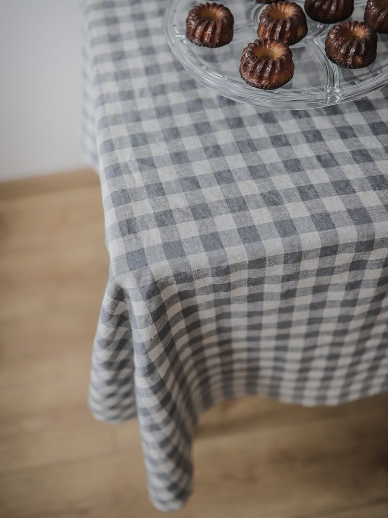 Plaid Linen Table Clothes, Plaid Wedding Table Cloth, Checked Washed ...