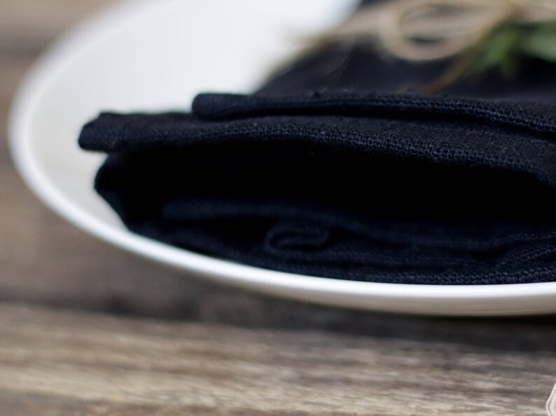 Black Linen Napkins, 12" 14" 16" 18" 20" Napkins, Kitchen Napkin ...