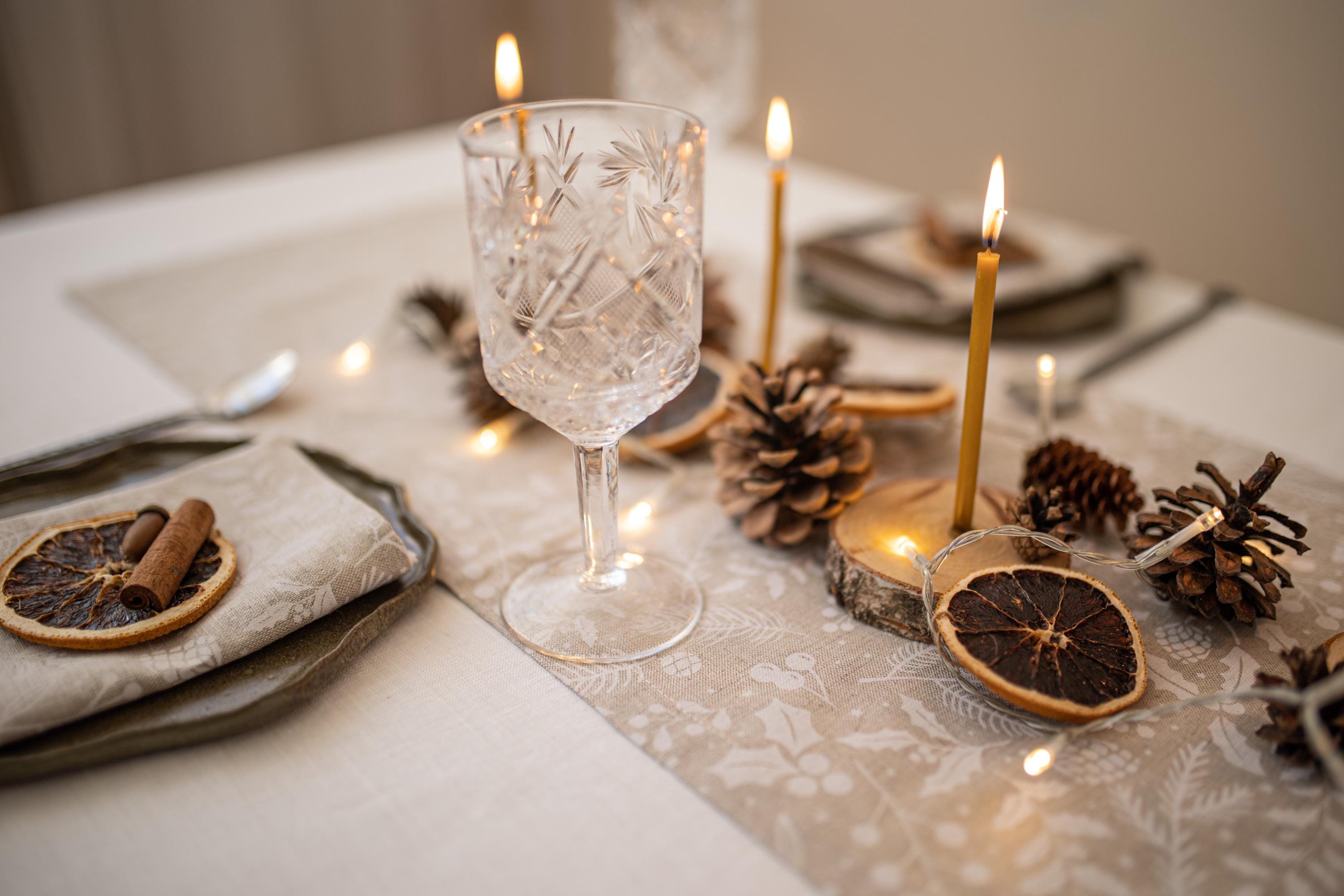 Christmas Table Runner. Winter Print Linen Table Runner. Festive ...