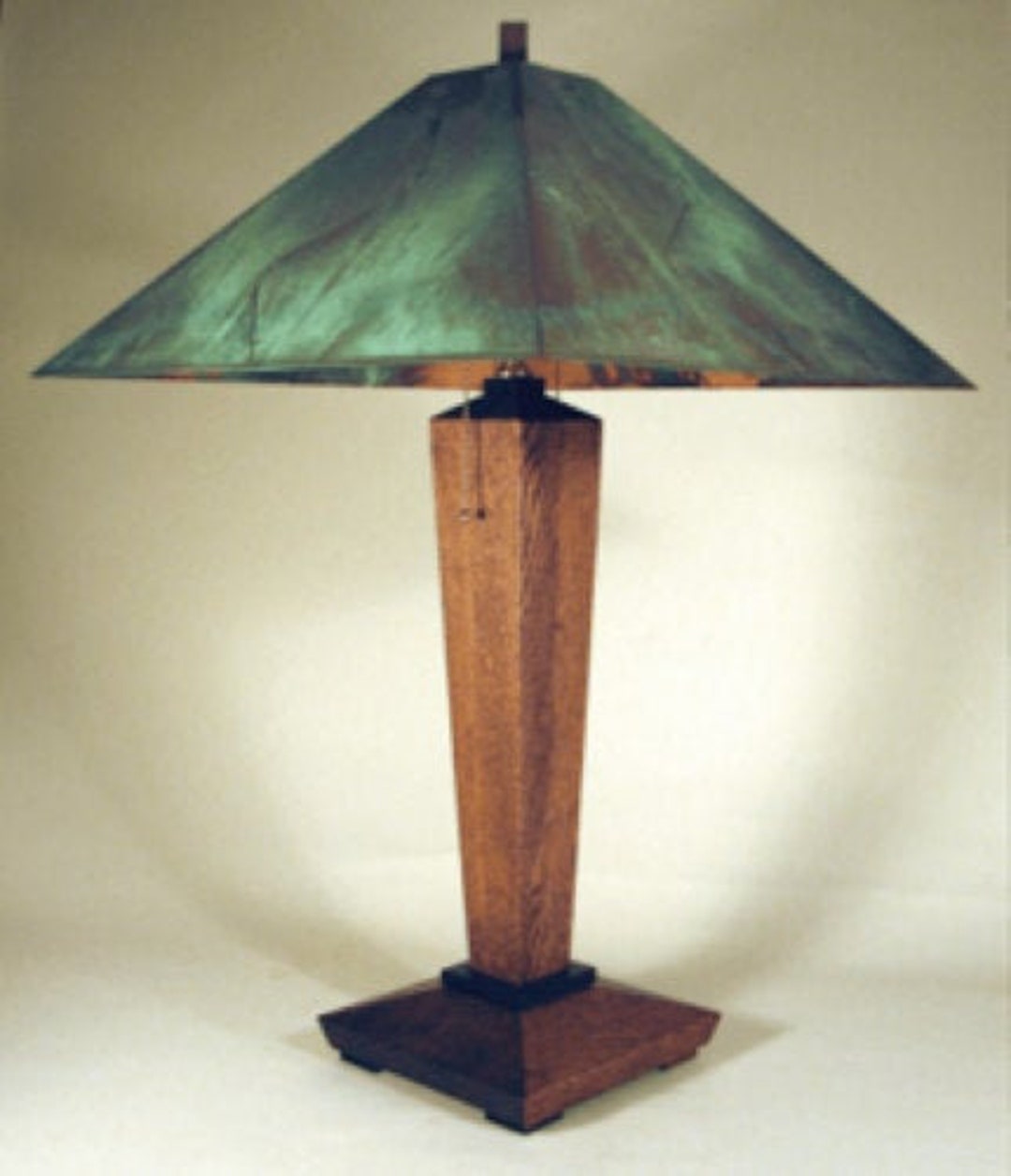 1919 Mission Table Lamp 26" Tall Shown in Oak With Walnut Stain Green ...
