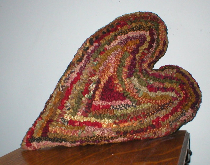 Hooked Rag Heart Pillow Bostonbackbay Hooked Rug Rag Heart - Etsy