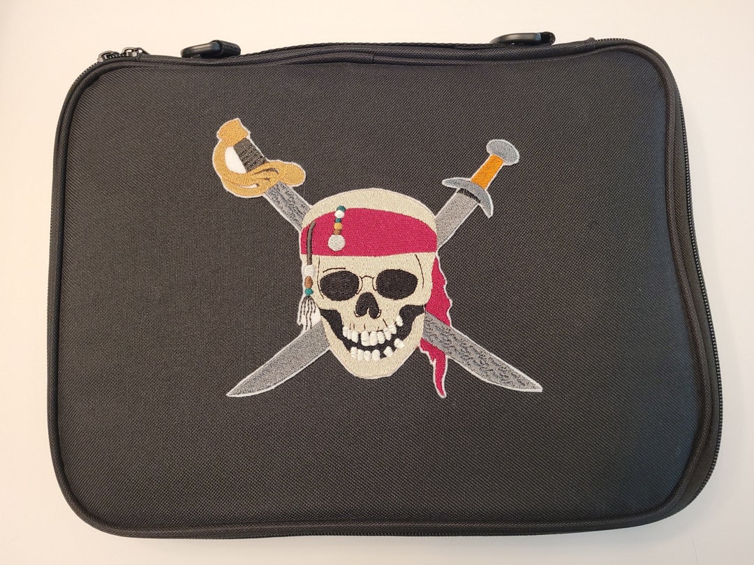 NEW Embroidery Potc Pirate Skull Cross Swords Pin Trading Book Bag ...