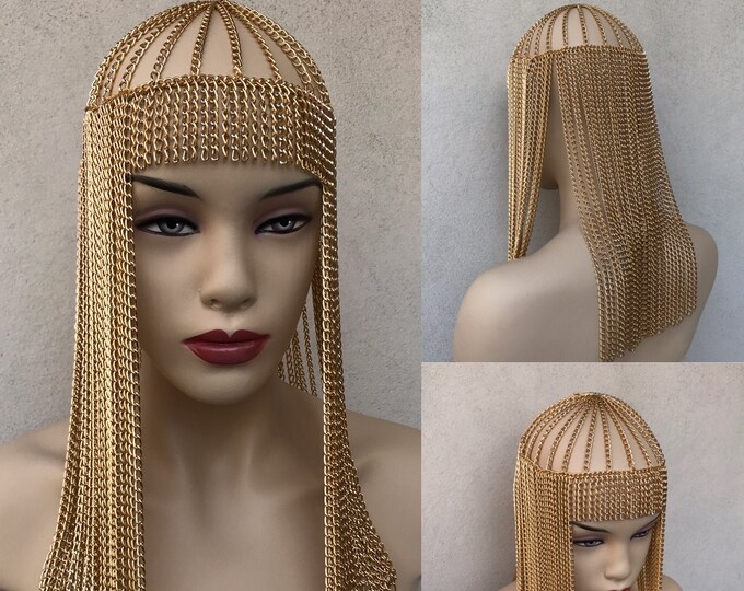 Gold Chain Wig, Gold Hair Chain, Hair Jewelry, Hair Accessories , Head ...