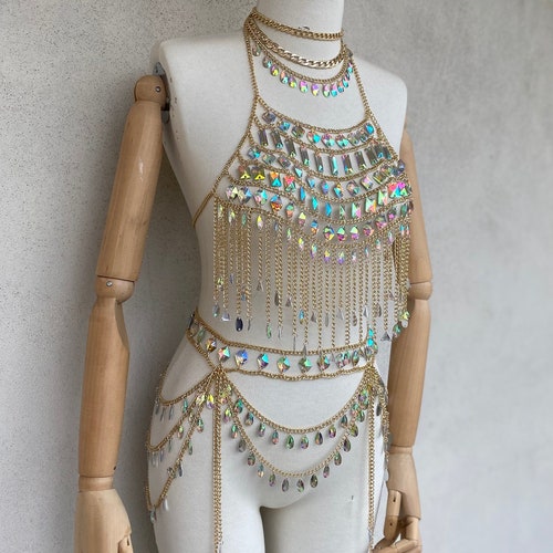 Chain Skirt Rave Bottom Festival Outfit Body Chain - Etsy
