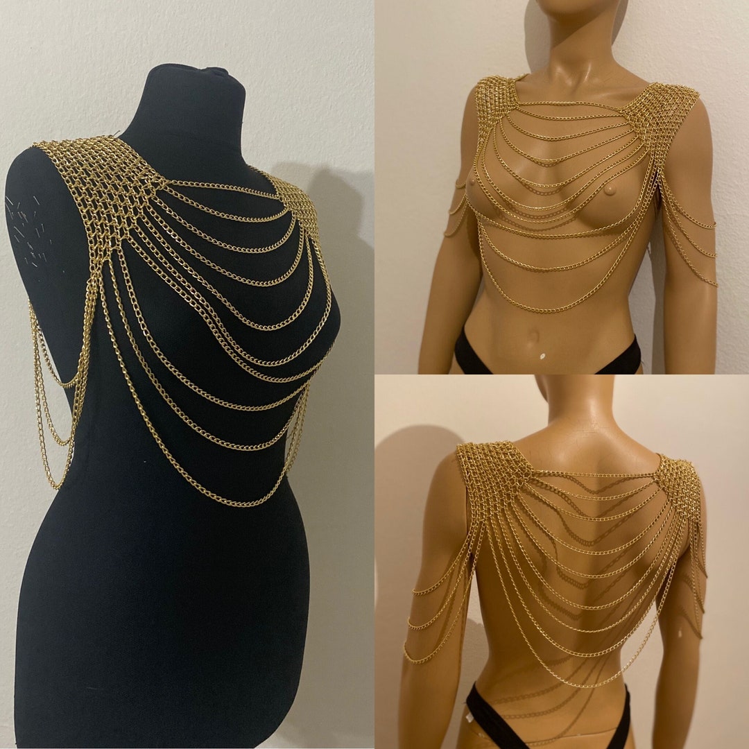 Gold Shoulder Chain , Shoulder Necklace, UNISEX SHOULDER CHAIN , Rave ...