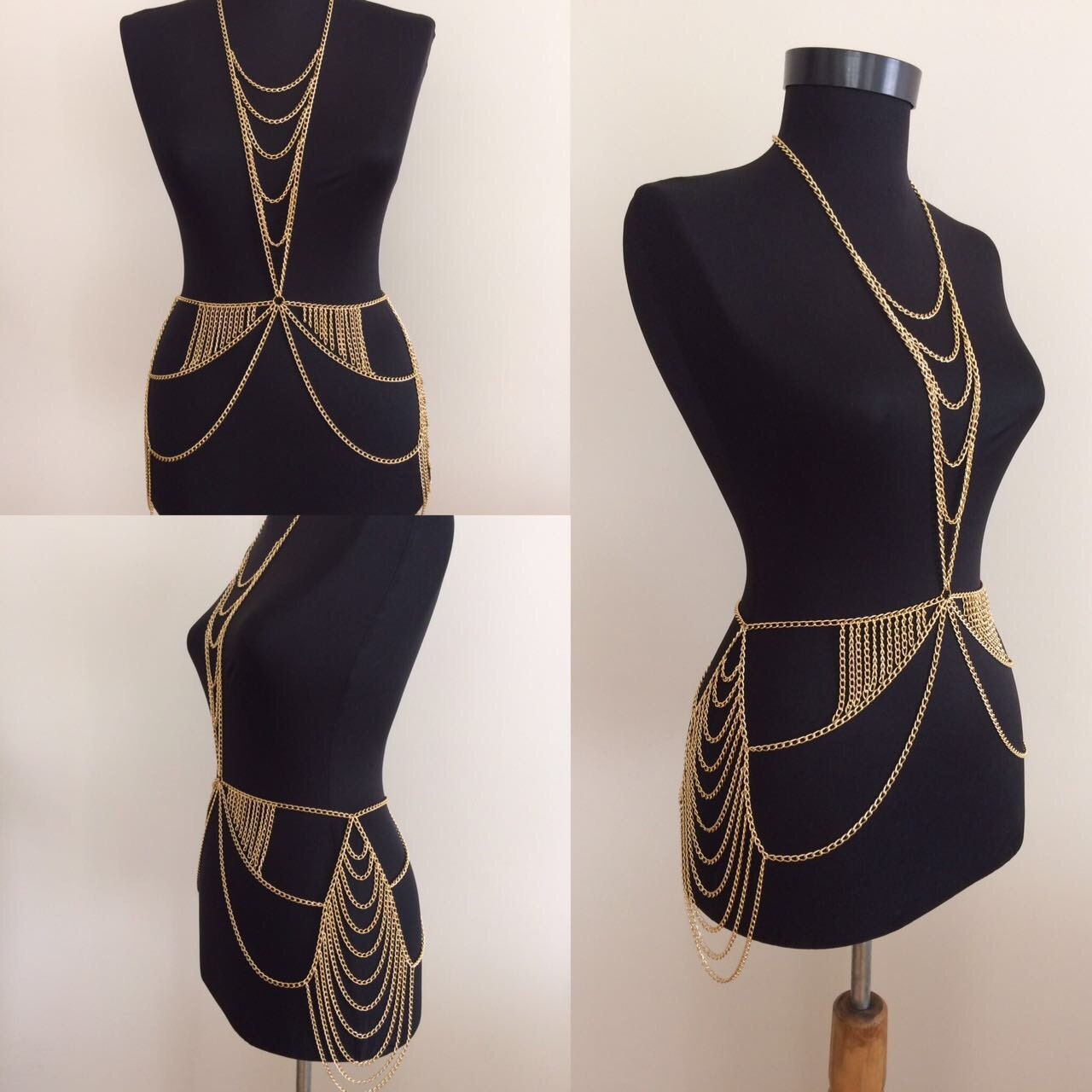 Gold Body Chain Gold Body Jewelry Layered Body Chain Chain | Etsy