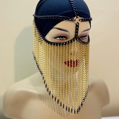 Black Stainless Steel Face Chain | Etsy