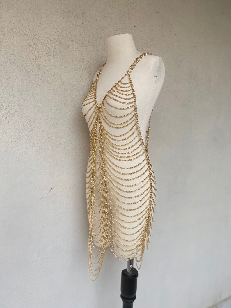 Golden Chain Dress Back Drop Chain Dress Women Clothing - Etsy