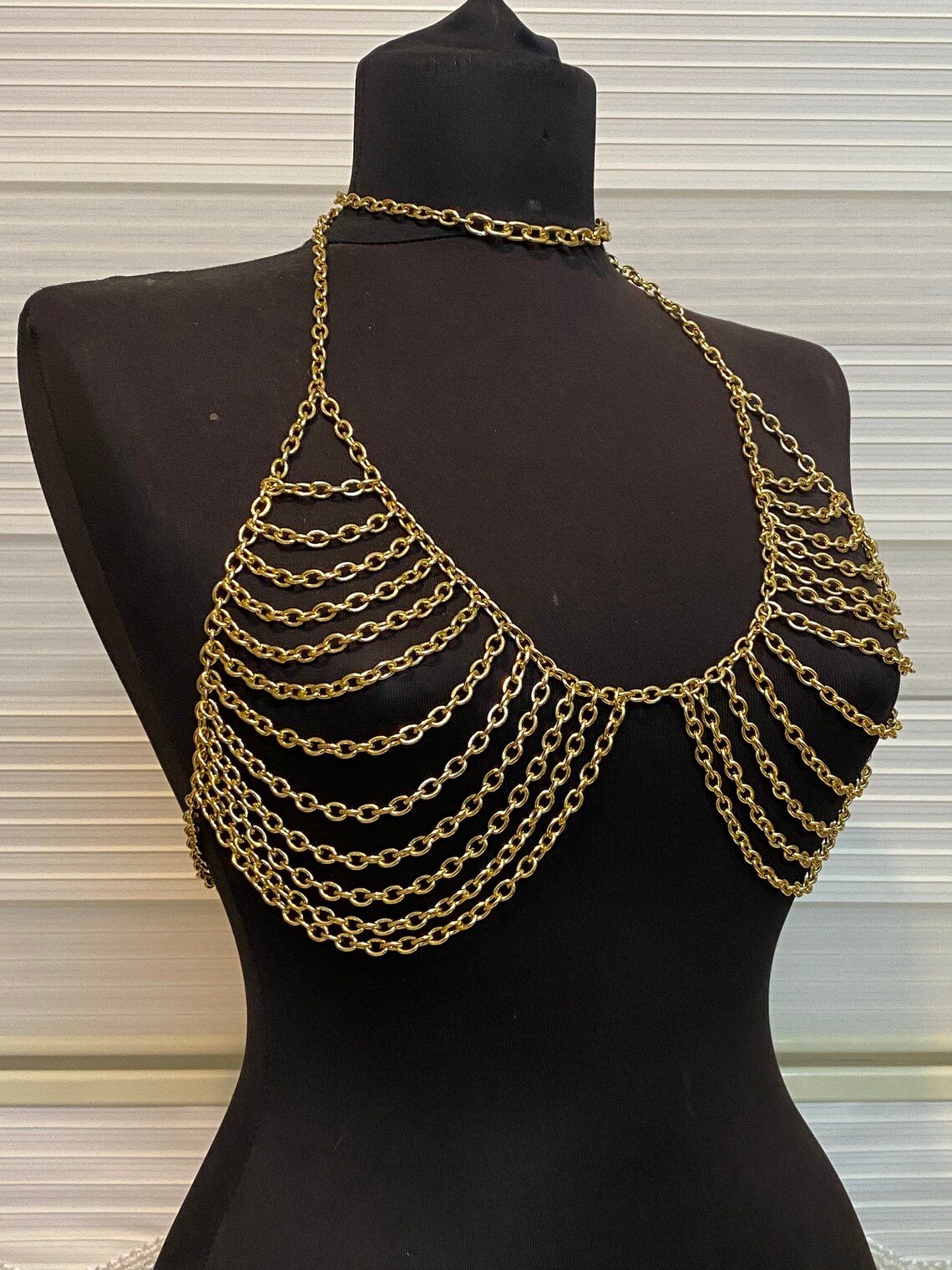 Triangle Gold Chain Bra Gold Body Chain Chain Bra Chain - Etsy